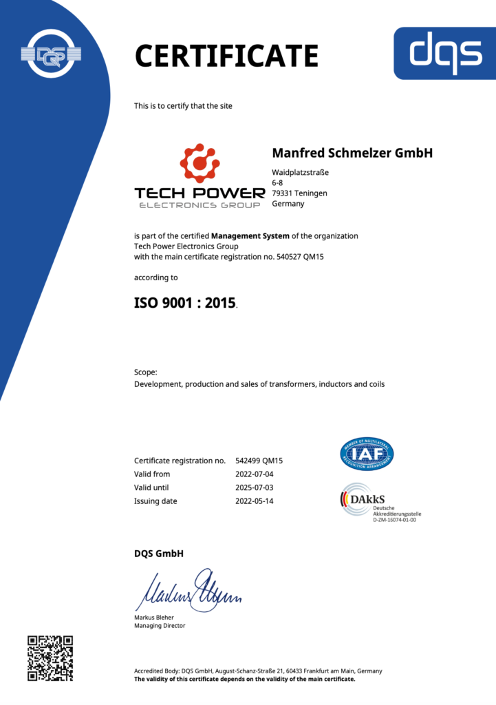 Certificates - TPEG - Tech Power Electronics Group GmbH Transforming ...