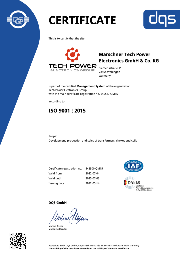 Certificates - TPEG - Tech Power Electronics Group GmbH Transforming ...